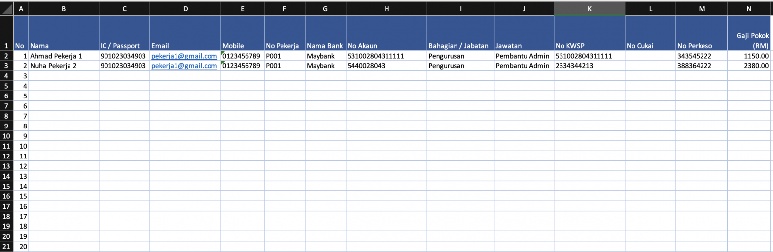 Template Slip Gaji Excel Malaysia ⋆ Rekemen