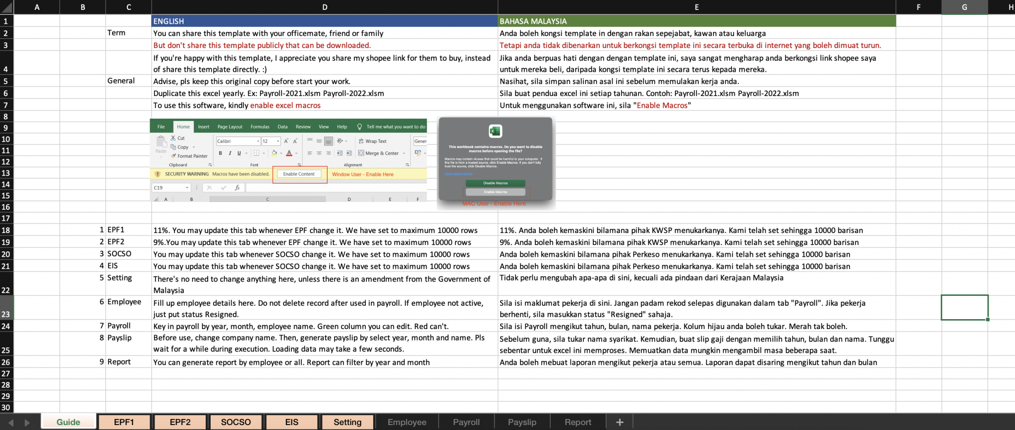 Payroll Excel Template Malaysia, Dah Ada Formula ⋆ Rekemen