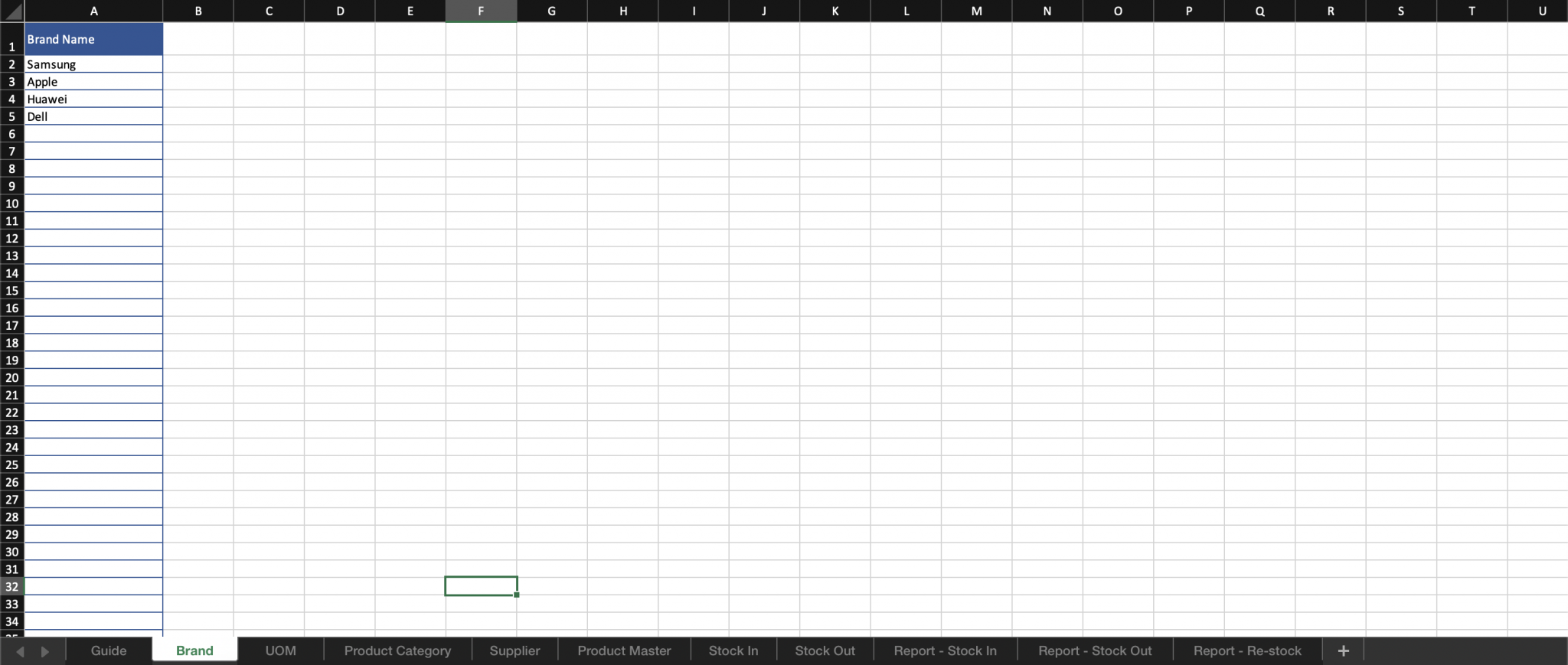 Template Stock Inventory Excel ⋆ Rekemen