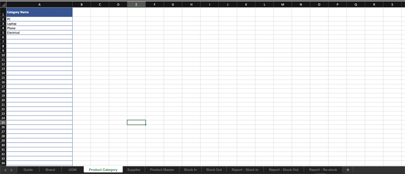 Template Stock Inventory Excel ⋆ Rekemen