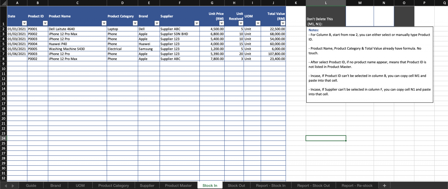 Template Stock Inventory Excel ⋆ Rekemen