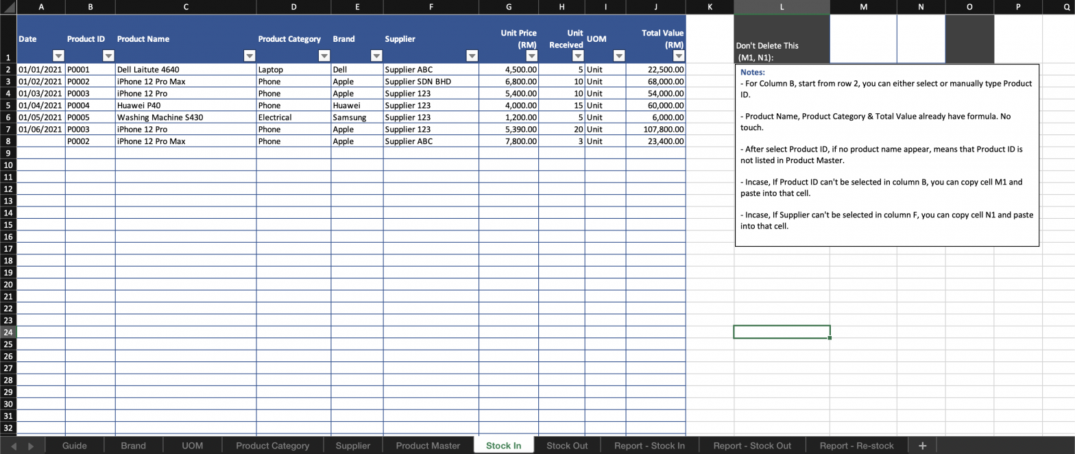 Template Stock Inventory Excel ⋆ Rekemen
