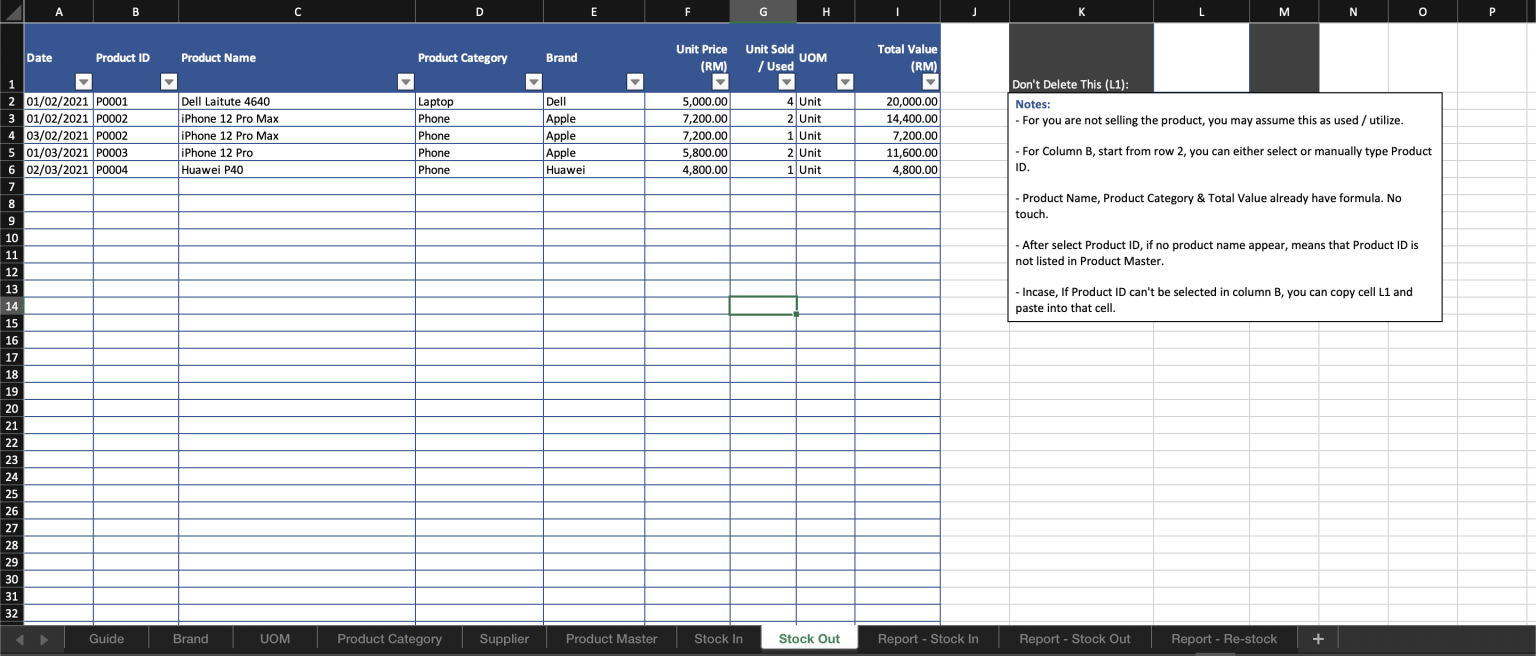 Template Stock Inventory Excel ⋆ Rekemen