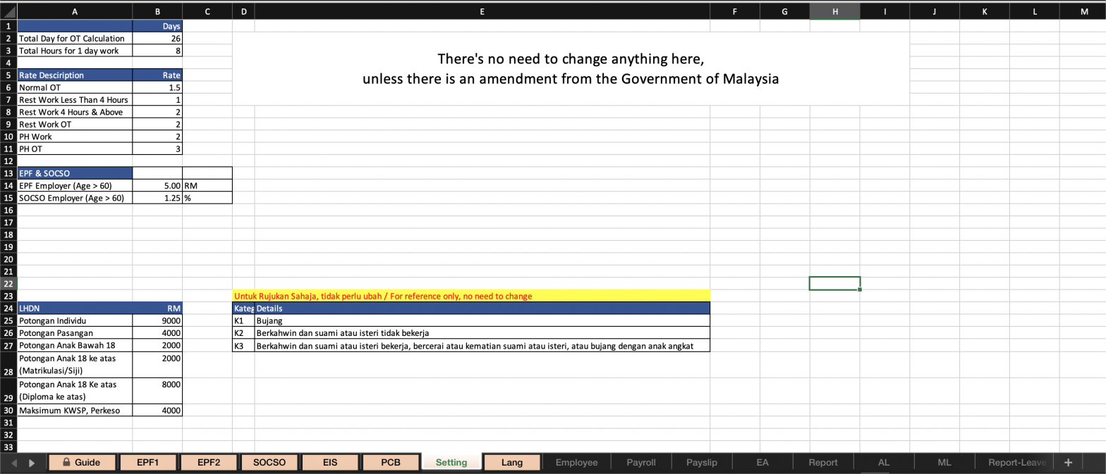 Template Payroll Excel Malaysia - V2 ⋆ Rekemen MY