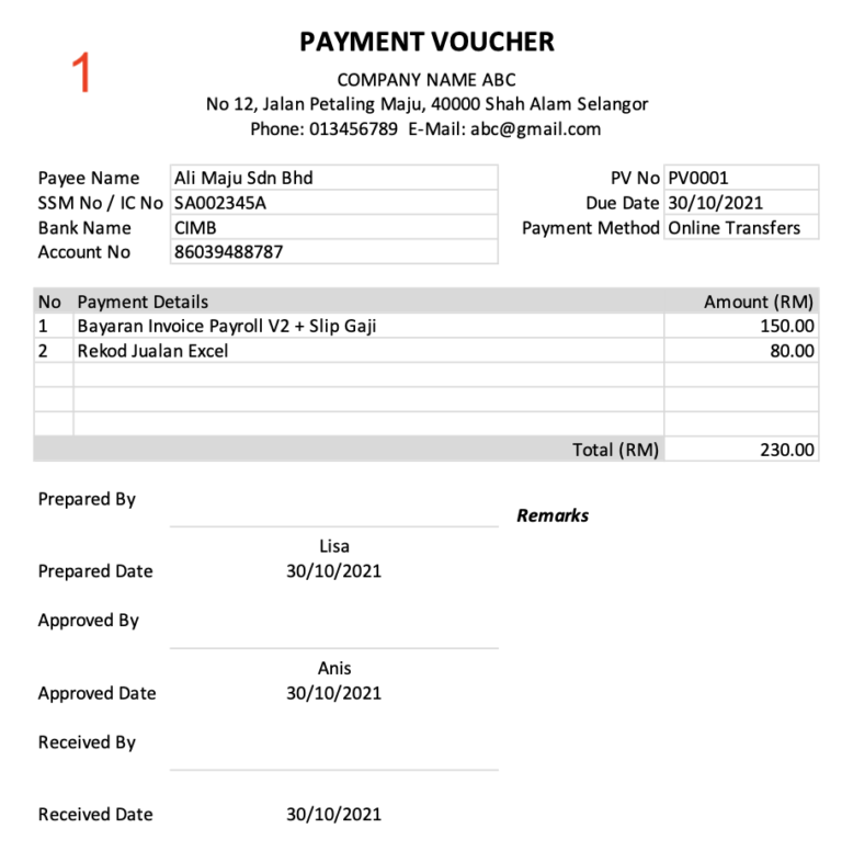 Payment Voucher Excel Malaysia - Lebih Mudah & Efektif ⋆ Rekemen