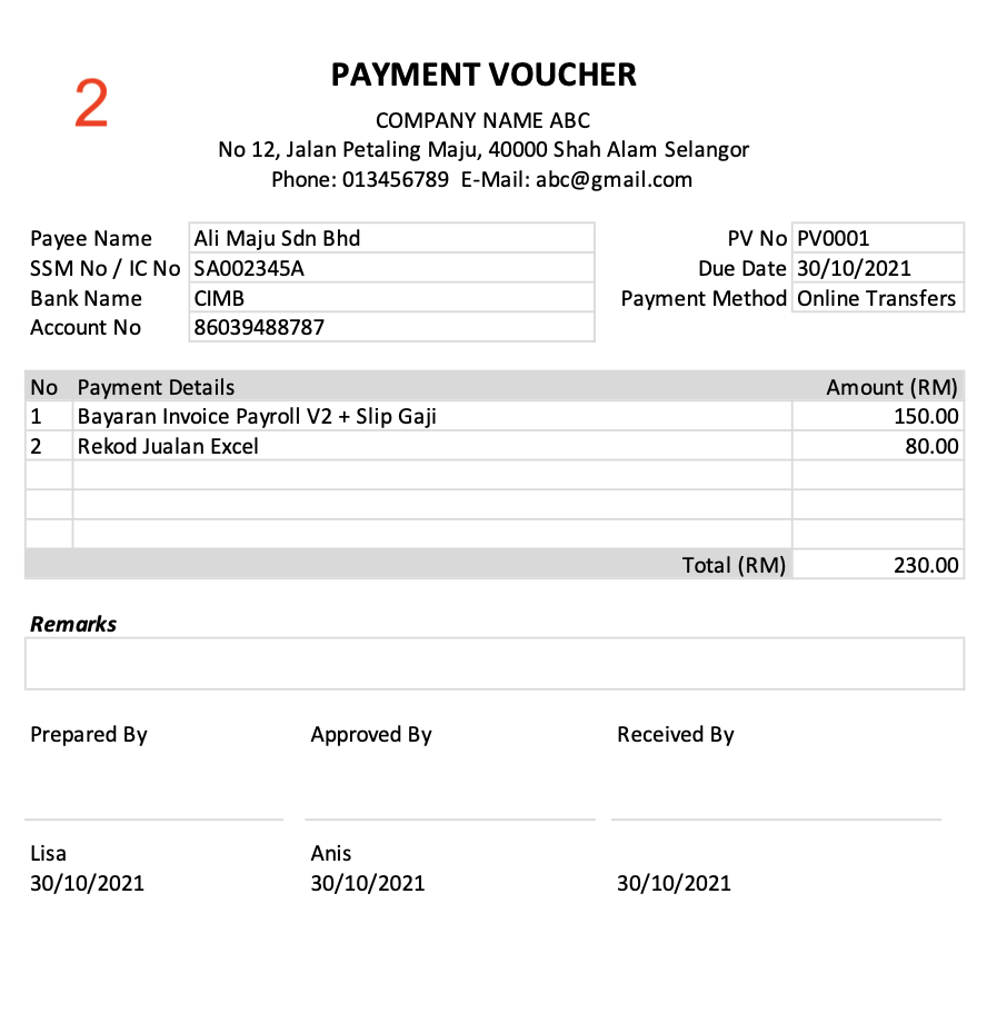 Payment Voucher Excel Malaysia Lebih Mudah Efektif Rekemen
