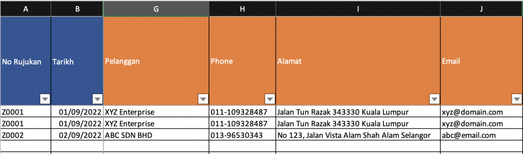 Template Sebut Harga, Invois & Resit Excel ⋆ Rekemen